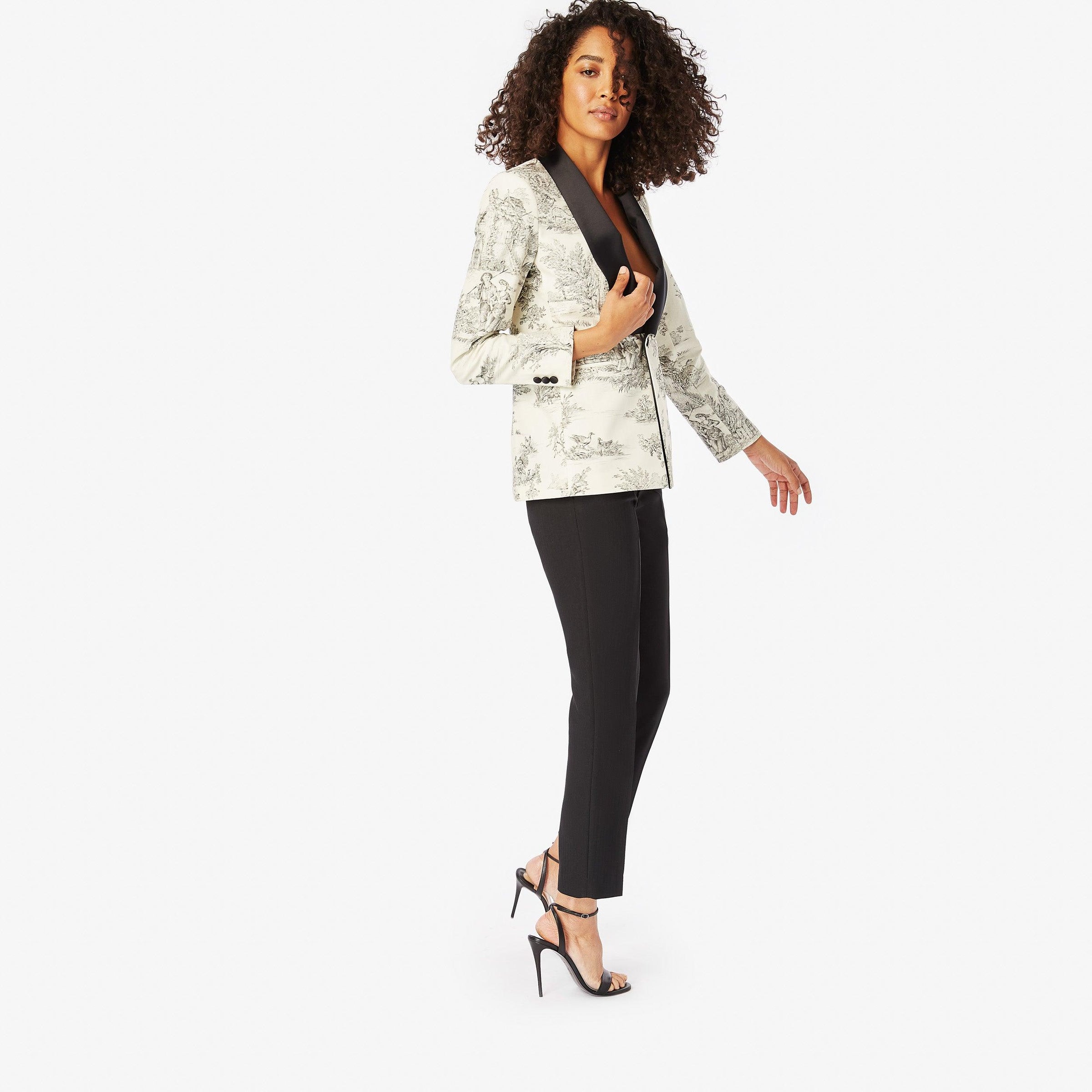 Toile de Jouy Shawl Lapel Tuxedo Blazer